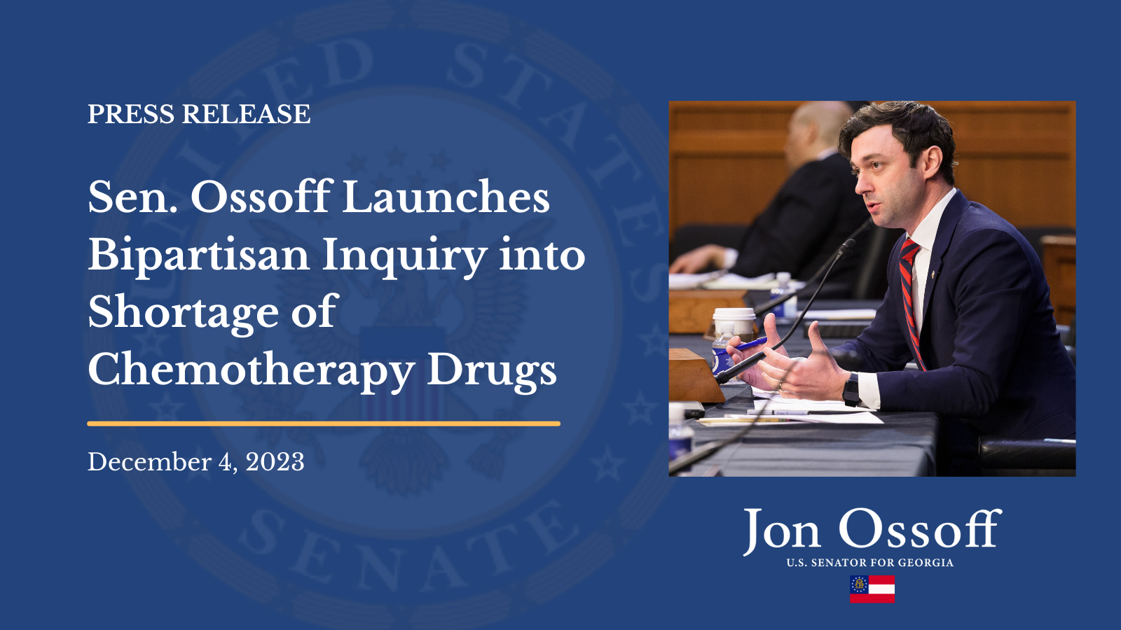 Sen. Ossoff Launches Bipartisan Inquiry into Shortage of Chemotherapy ... Sen. Ossoff Launches Bipartisan Inquiry into Shortage of Chemotherapy ...