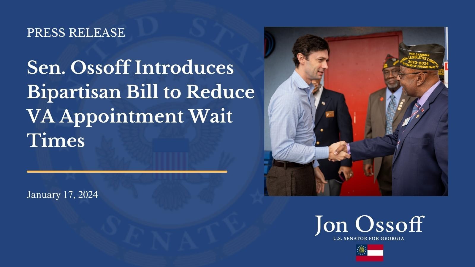 Sen. Ossoff Introduces Bipartisan Bill to Reduce VA Appointment Wait ...