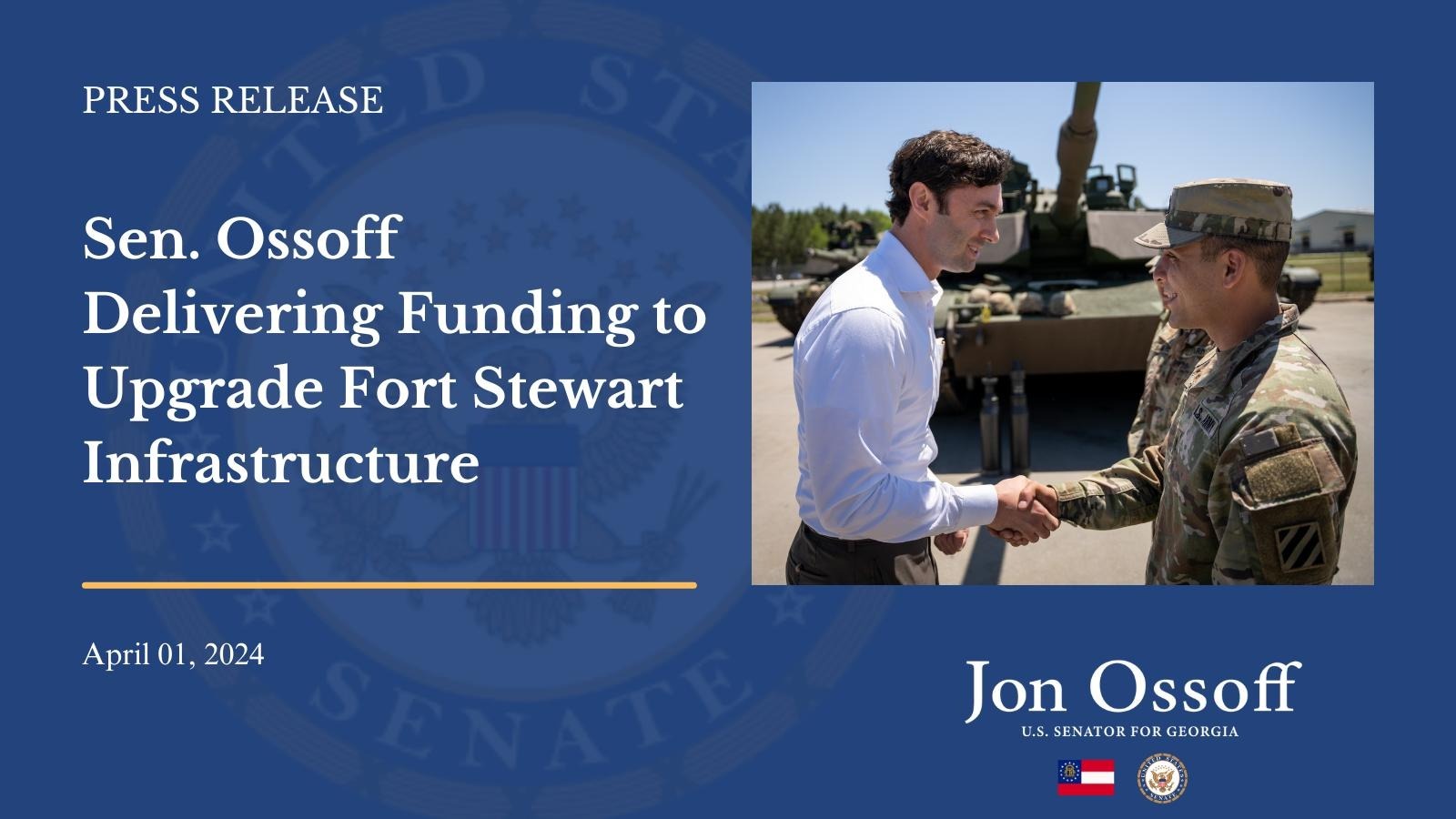 Sen. Ossoff Delivering Funding to Upgrade Fort Stewart Infrastructure ...