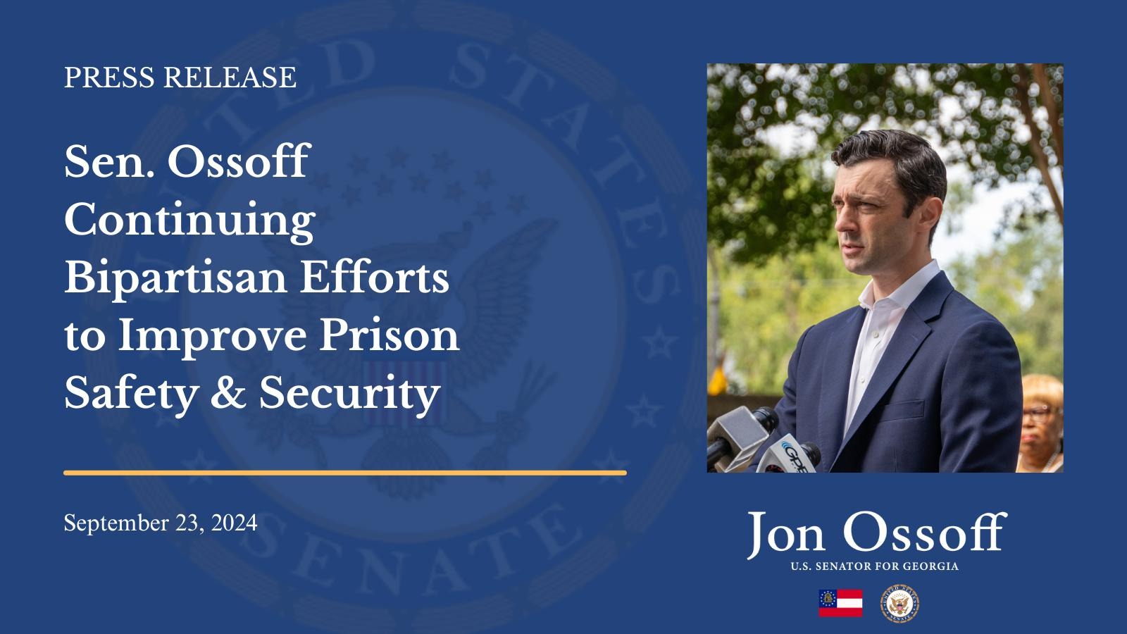 Sen. Ossoff Continuing Bipartisan Efforts to Improve Prison Safety ... Sen. Ossoff Continuing Bipartisan Efforts to Improve Prison Safety ...
